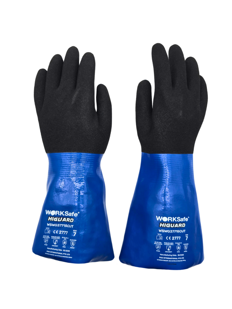 WORKSAFE HIGUARD FLOCKLINED NITRILE FULL AND PALM DOUBLE COATED, CUT D ...